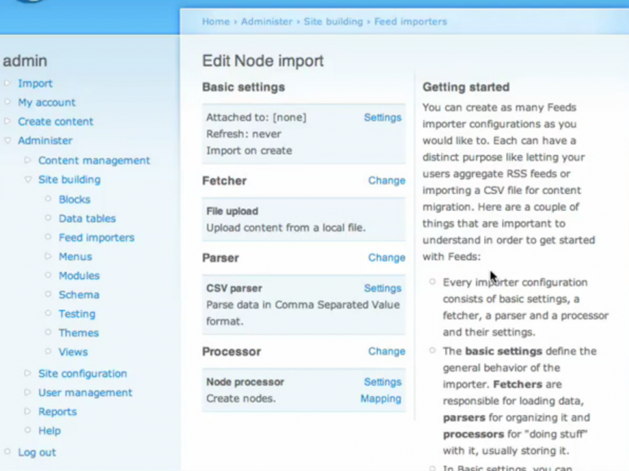 Drupal Import Nodes with the Feeds Module